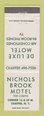 Matchbook Cover - Nichols Brook Motel Chaffee NY | eBay