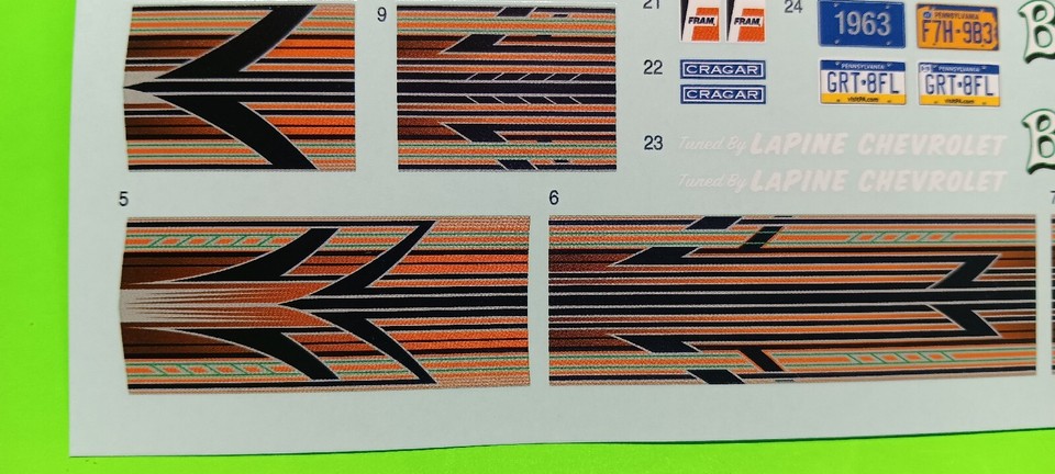 63 1963 Chevy Impala SS 409 1/25 AMT Decal Sheet Dash Cluster Emblems ...