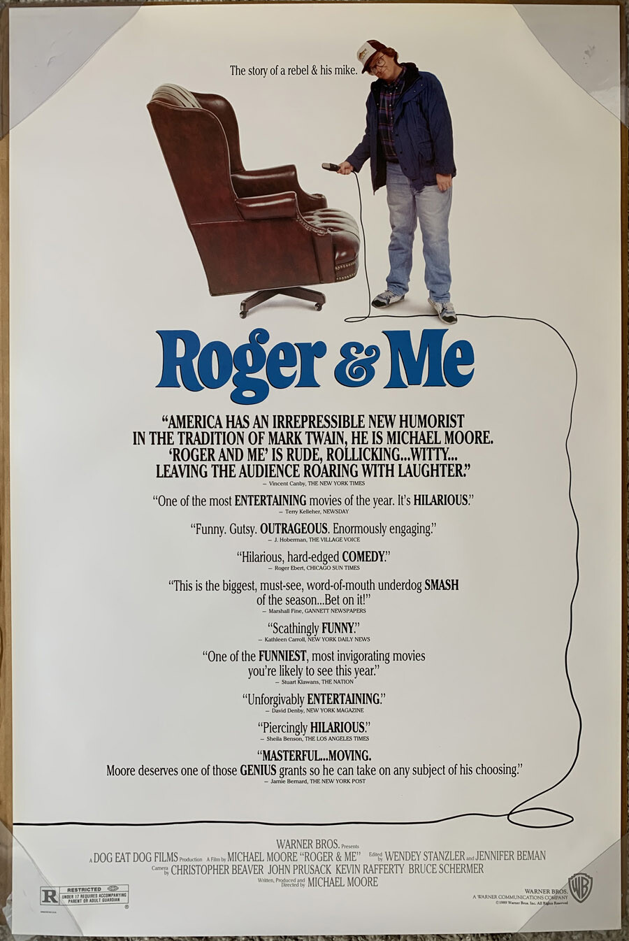 ROGER AND ME MOVIE POSTER 1 Sheet ORIGINAL ROLLED 27x41 MICHAEL MOORE ...