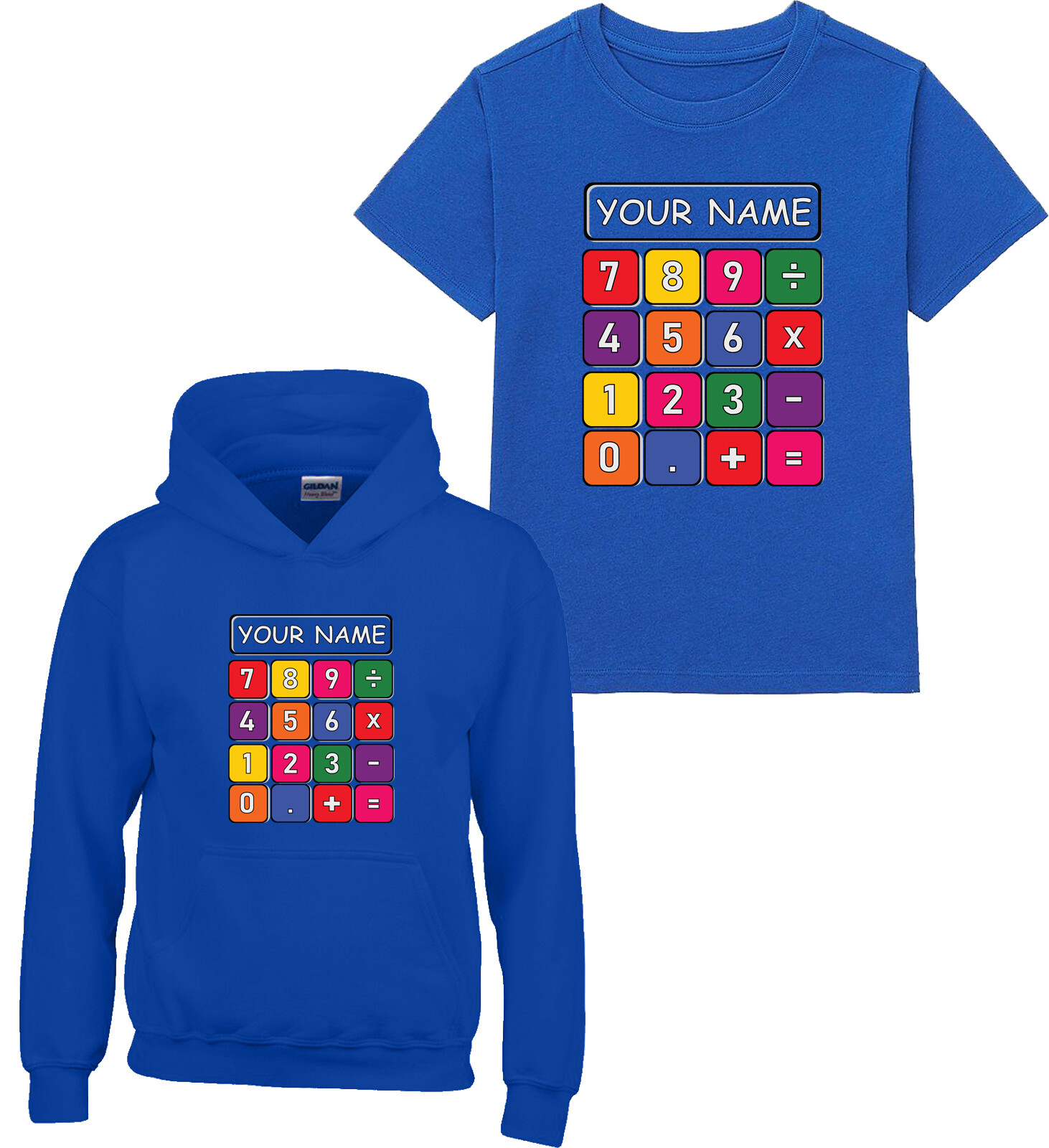 Personalised Calculator Maths Day T Shirt Number School Kids Boys Hoody ...