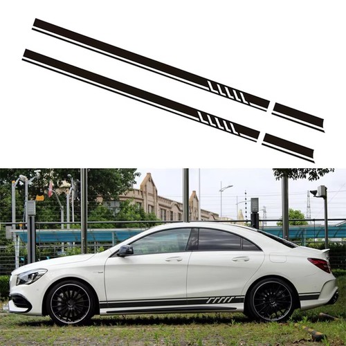 Black Side Skirt Racing Stripes Vinyl Decal Sticker For Mercedes A B C ...