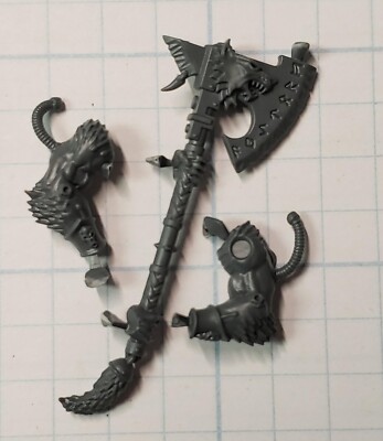 Warhammer 40k Space Wolves Bits Wulfen Engraved Great Frost Axe w Arms ...