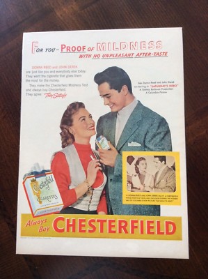 Vintage 1951 magazine ad Chesterfield Cigarettes Donna Reed John Derek ...
