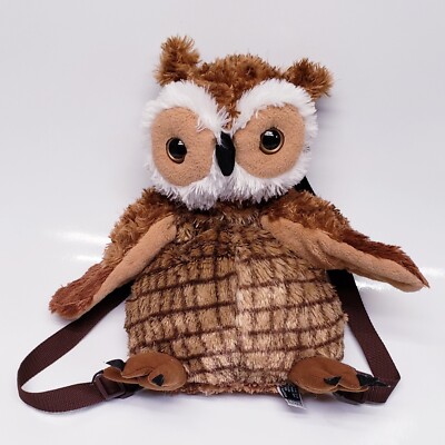 Owl Plush Stuffed Backpack Brown & White Soft Child's Bag - Unipak 19 ...