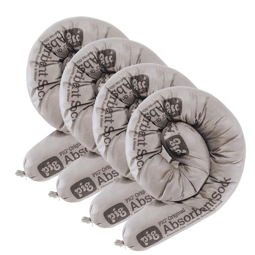 Original Absorbent Sock - Oil Absorber Snake - 4-Pack - 3" x 42" - Gray ...