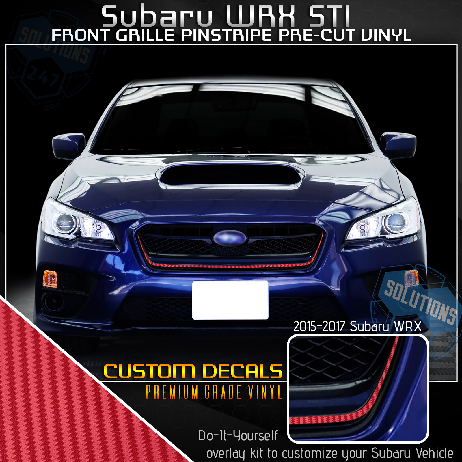 Grille Pinstripe Trim Decal For 2015-2017 Subaru WRX / STI - Matte ...