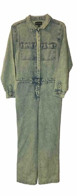 NWOT Bp + Wildfang Denim Green Acid Wash Trendy Jumpsuit | eBay