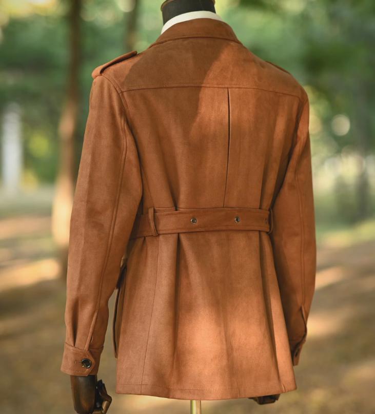 Italian Mens Hunting Jacket Retro Gentleman Multi-pocket Belted Coat ...