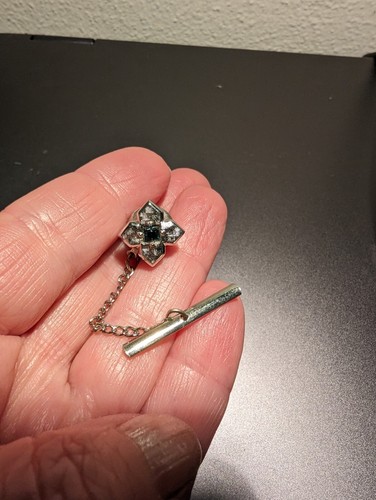 VTG Swank Silver Tone Floral With Blue Stone Tie Tack Lapel Pin | eBay