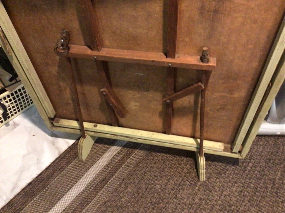 ATQ ( 1920’s) WOOD PAINTED FOLDING BRIDGE TABLE AND FIREPLACE SCREEN | eBay