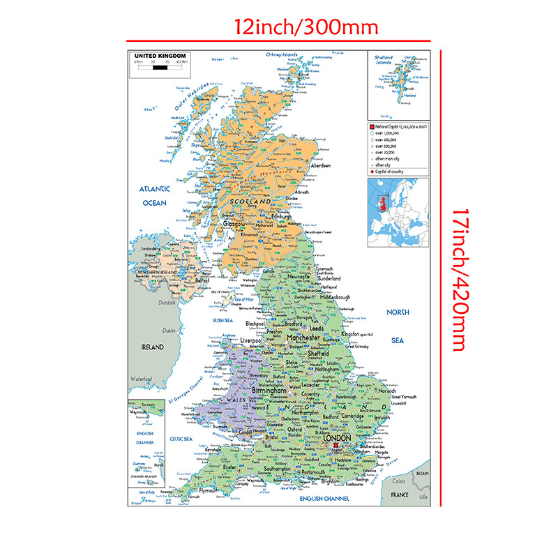 A1 A2 A3 Map of the UK Administrative Wall Art Poster Backdrop Prints ...