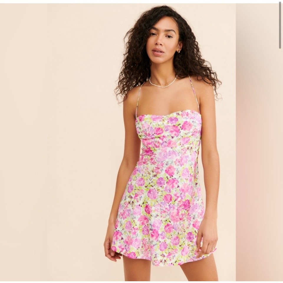 For Love & Lemons Paulina Mini Dress Womens Medium Fairycore Floral ...