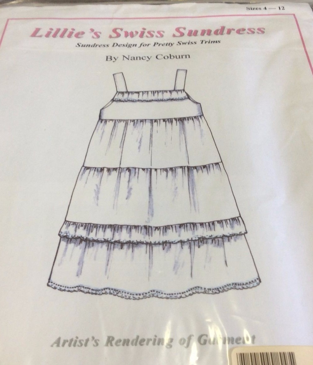GINGER SNAPS DESIGNS PATTERN "LILLIES SWISS SUNDRESS" PATTERN SIZE 4-12 ...