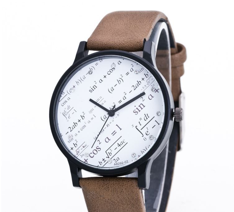 Wrist Watch With Math Equations on Dial & With Leather Bands - A Unique ...