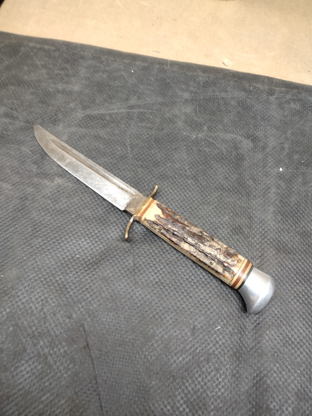 vintage german stag handle fixed blade KNIFE MARTED 8 1/2" FREE ...