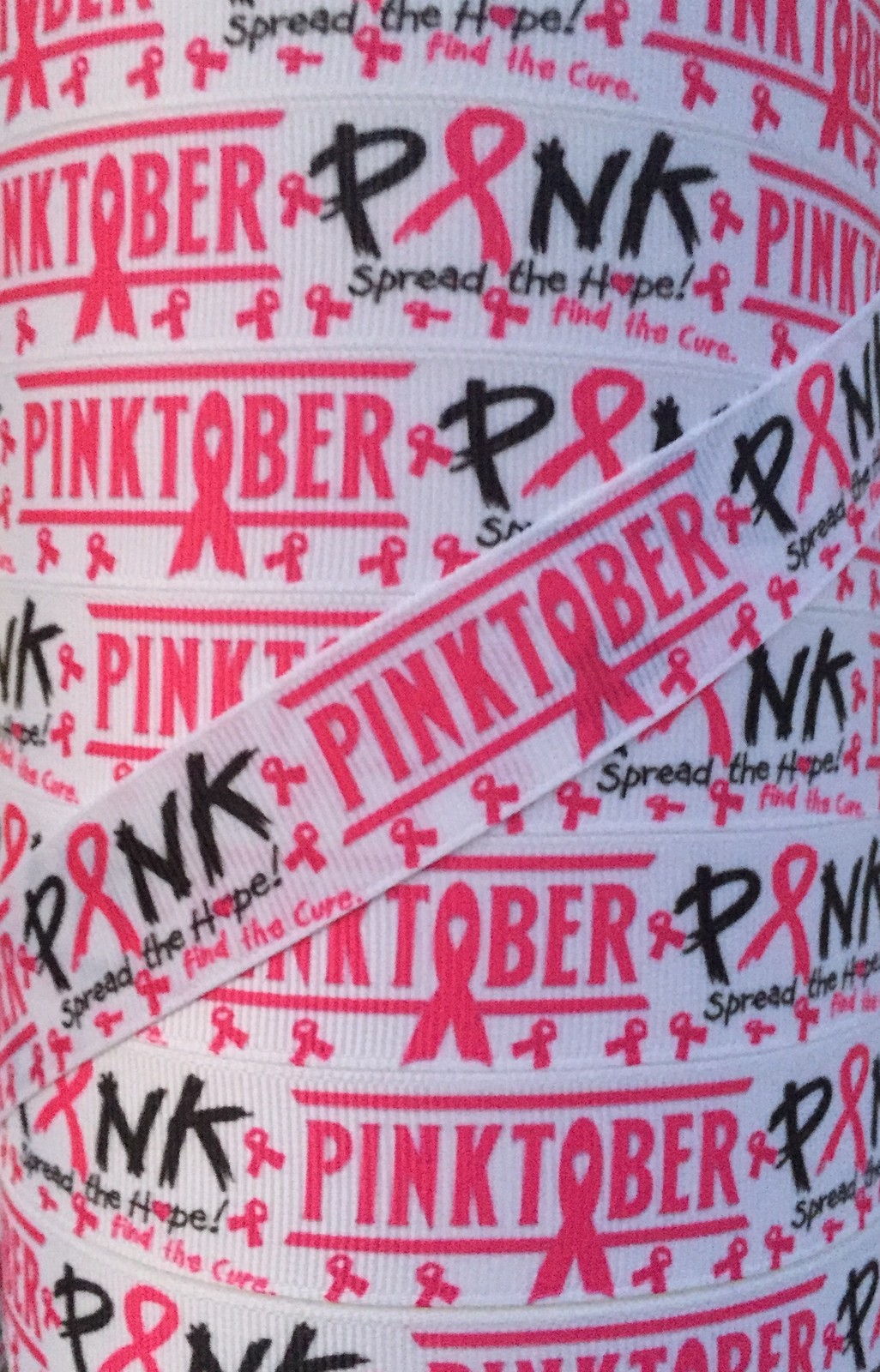5 Yards 7/8" BREAST CANCER AWARENESS PINKTOBER GROSGRAIN Ribbon 4 ...