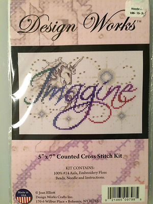 Design Works IMAGINE Cross Stitch Kit - unicorn rainbow #9798 | eBay