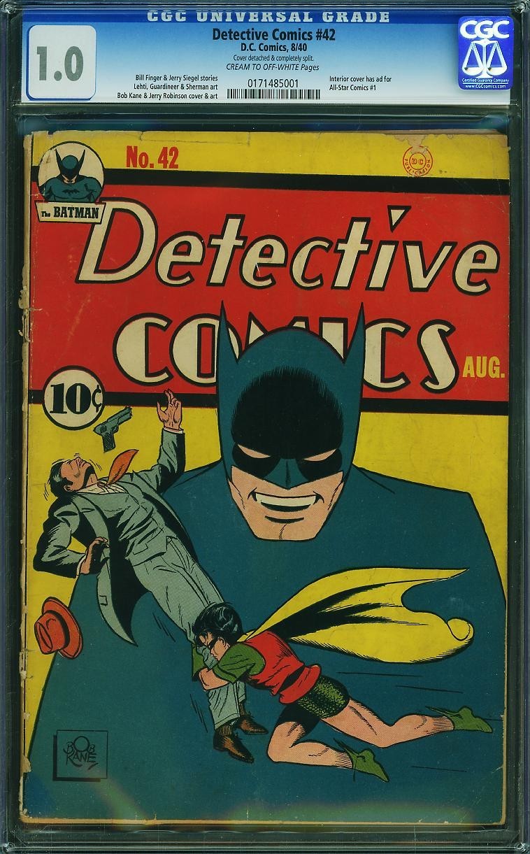 1940 D.C. Comics Detective Comics 42 CGC 1.0. Classic Early Batman ...