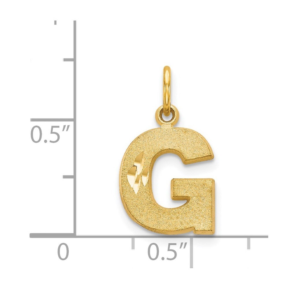 14KY Satin Diamond-cut Letter G Initial Charm | eBay