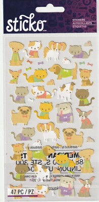 Sticko flat GLITTER stickers TINY CATS & DOGS theme 82022 FAST FREE ...