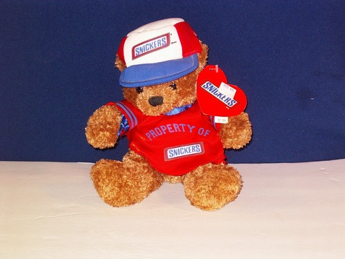 EUC 10" SNICKERS BEAR Wearing BASEBALL HAT & JERSEY by GALERIE Mars Inc ...