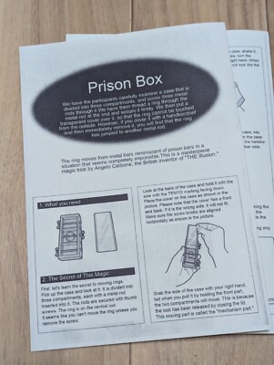 Tenyo Prison Box Magic Trick Instructions Only | eBay