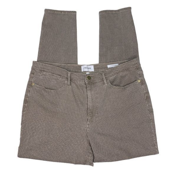 FRAME le high skinny checkered plaid jeans tan beige … - Gem