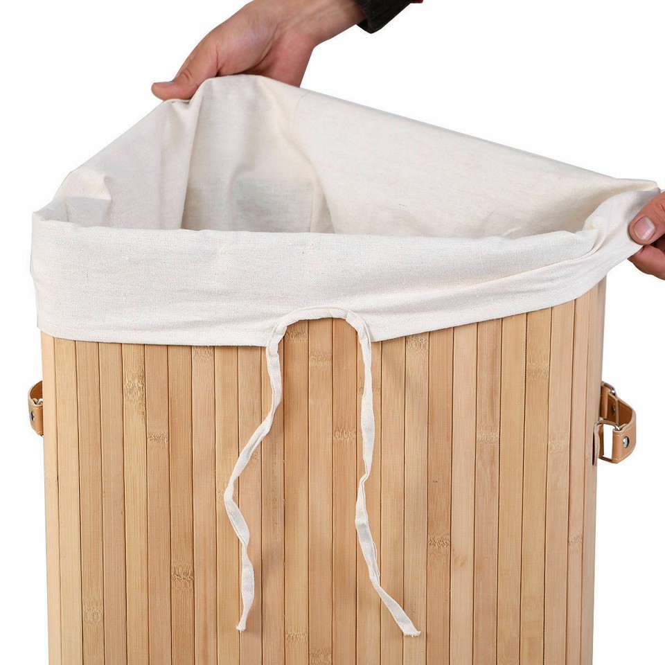 Costway Rectangle Bamboo Hamper Laundry Basket Washing Cloth Bin ...