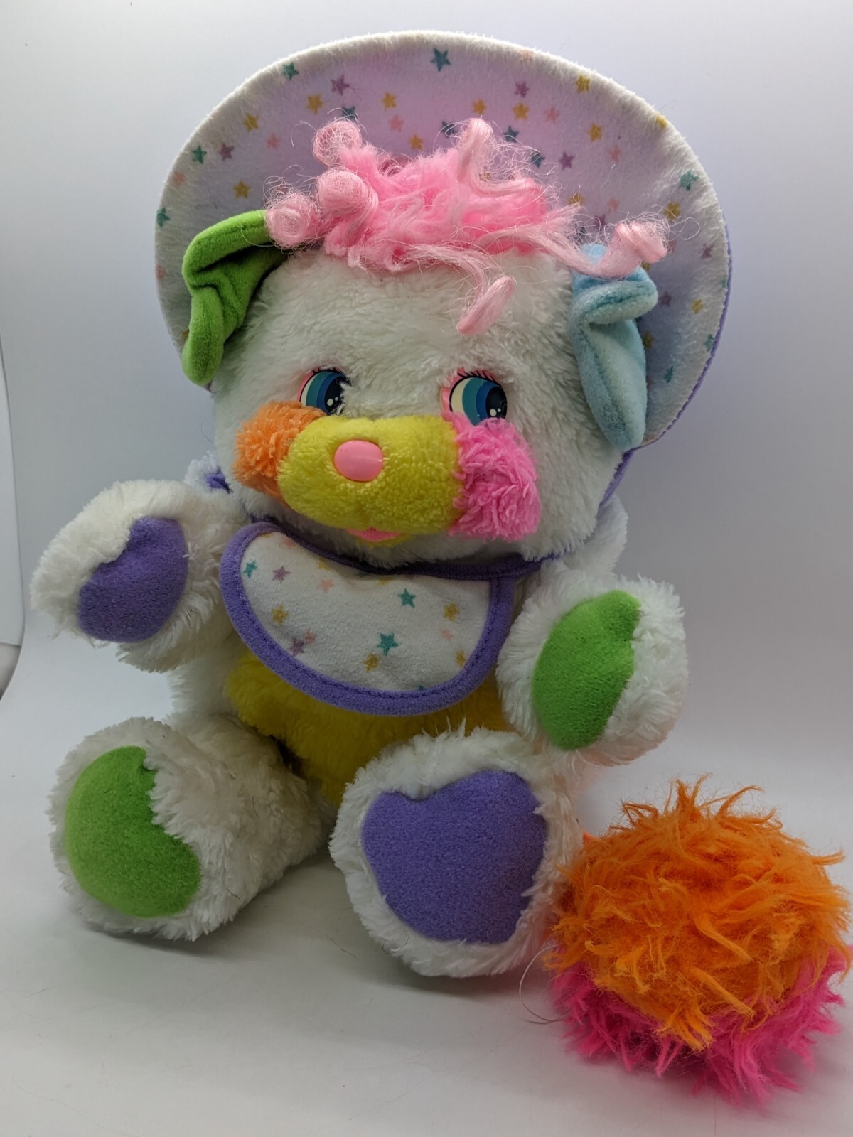 Vintage 80s Baby Bibsy Popples Plush White Mattel 1986 Bonnet 12 Inch ...