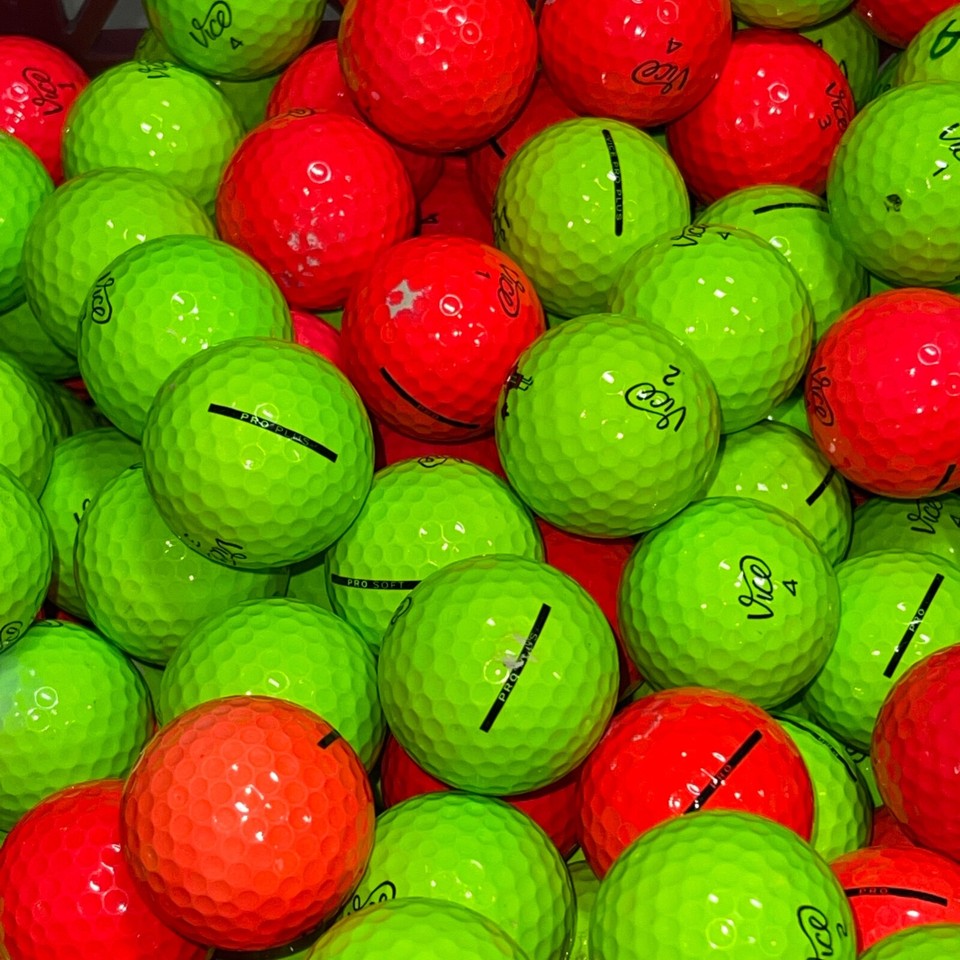 36 Assorted Vice Neon Red Neon Green Mix Used Golf Balls - 4A Grade ...