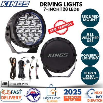 Kings Lethal 7" LED Driving Lights Offroad Spot Wiring Harness Kit IP68 ...