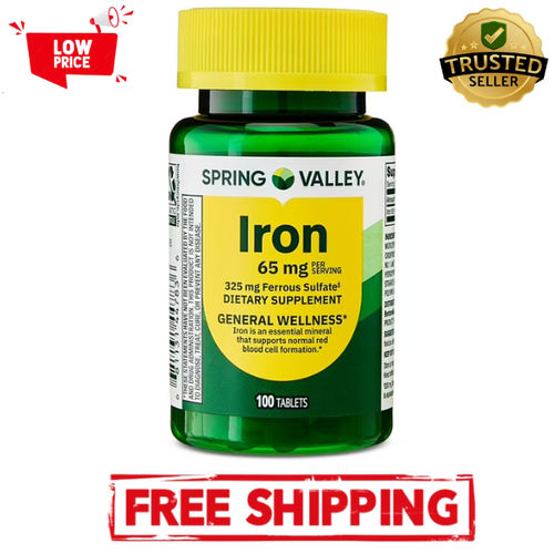 Spring Valley Iron General Wellness Dietary Supplement Tablets, 65 mg ...