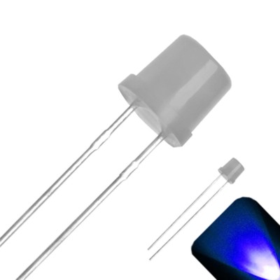 5 x 5mm Diffused Flat Top Frosted Milky Lens LED Blue Ultra Bright Wide ...