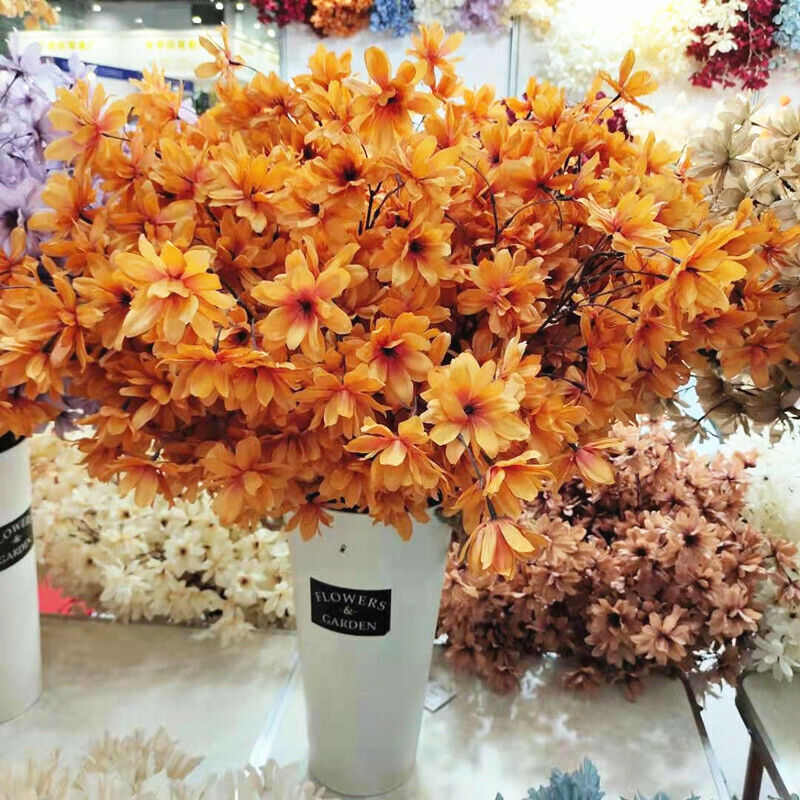 Artificial Fake Silk Flowers Long Stem Bouquet DIY Garden Hotel Table ...