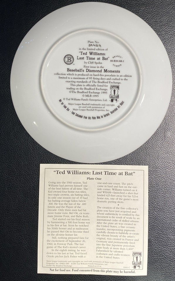 Diamond Moments - BRADFORD EXCHANGE PLATES (4) Musial, Gibson, Williams ...