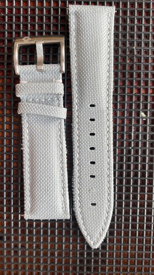 20mm Lt. GRAY Sailcloth Double Sided watch band strap WHITE Stitch Aged ...
