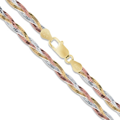 Sterling Silver Necklace Herringbone Braided Tri-Color | eBay