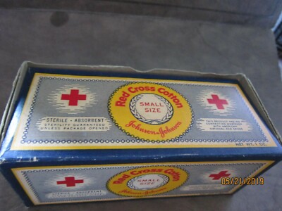 JOHNSON & JOHNSON Red Cross Cotton Vintage Antique Box 5x2" | eBay