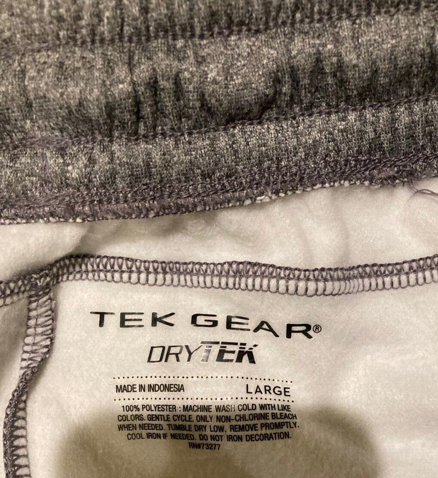 Tek Gear Dry Tek Gray Lined Sweatpants Elastic Waist Drawstring Large ...