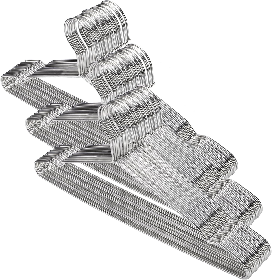50 Pack Stainless Steel Strong Wire Metal Hangers Heavy Duty Clothes ...