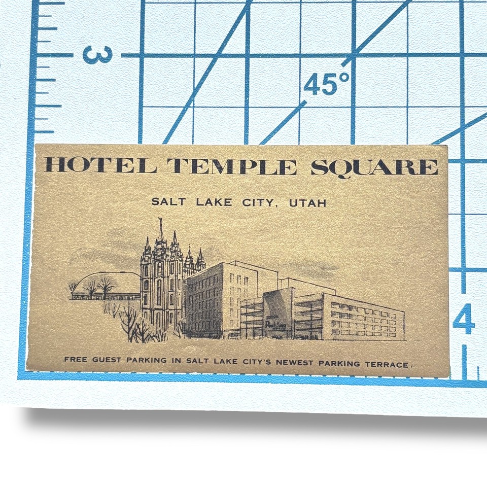 Vintage 1950s Hotel Temple Square Luggage Label Salt Lake City Utah LDS ...