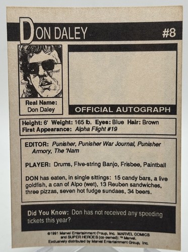 DON DALEY 1991 MARVEL EDITOR SERIES I 1 UNSIGNED CARD GOLD #8 | eBay