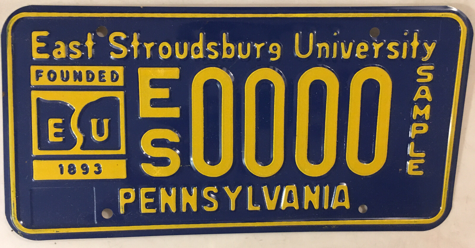 PA EAST STROUDSBURG UNIVERSITY ALUMNI license plate ESU Warriors PASSHE ...