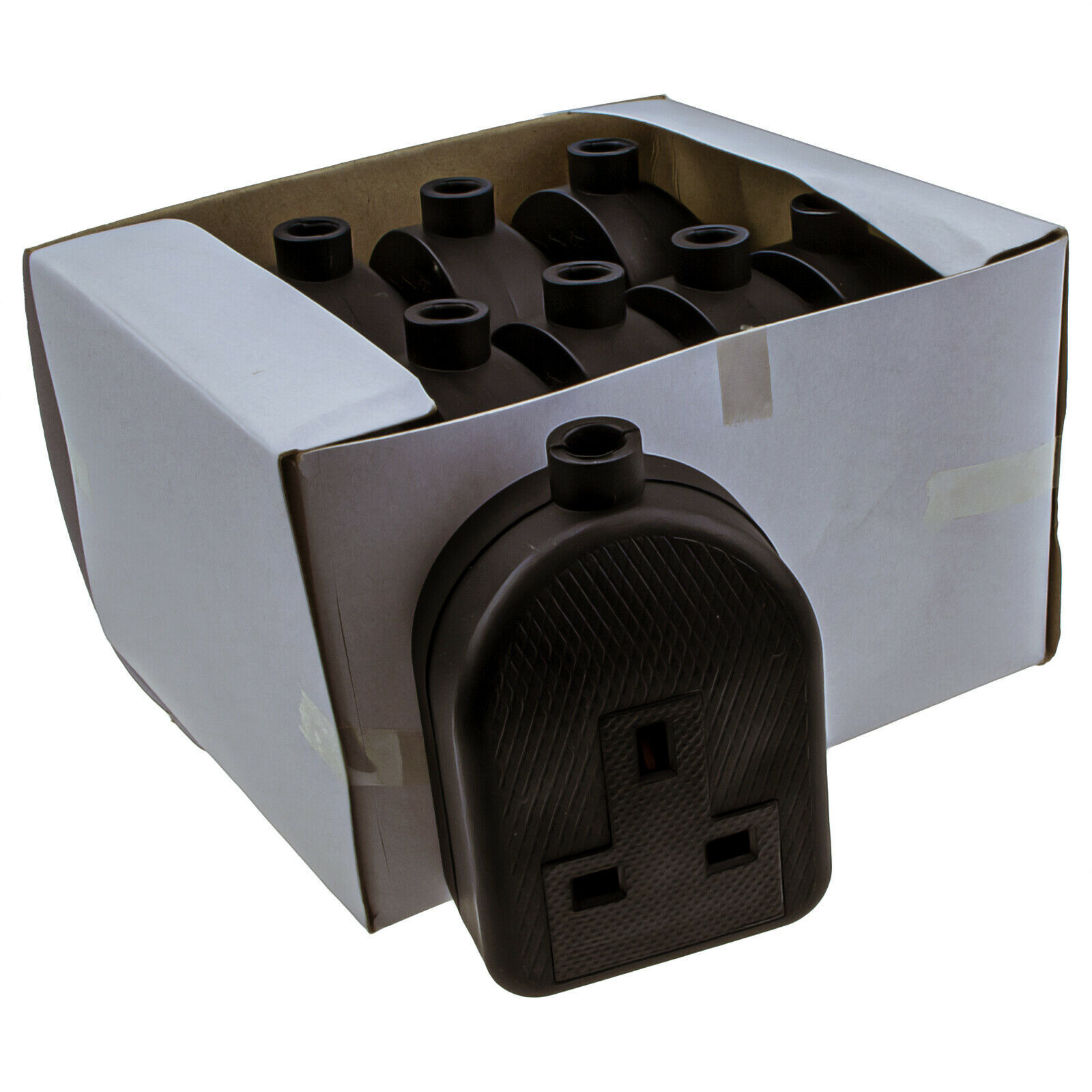 Single Gang UK 13A 250V Black Rubber Extension Socket for Mains Power ...