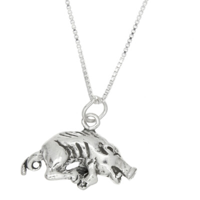 Sterling Silver 3D Razorback Boar Hog Charm Necklace | eBay