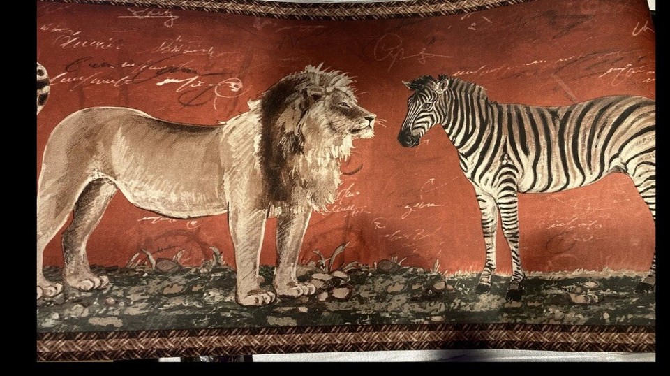 York Wallpaper Border Prepasted Animal Safari Theme Lions No GY8712B | eBay