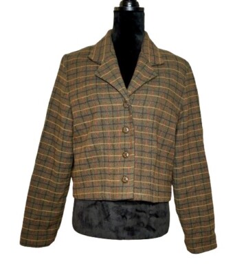 Women’s Vintage Wool Cropped Blazer Jacket Large 80s | eBay