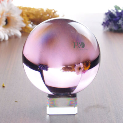 100mm Pink Crystal Ball Magic Glass Healing Meditate Sphere Collectible ...