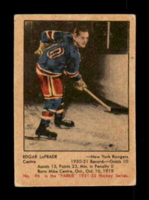 1951-52 Parkhurst #96 Edgar Laprade GVG RC Rookie NY Rangers 542862 | eBay