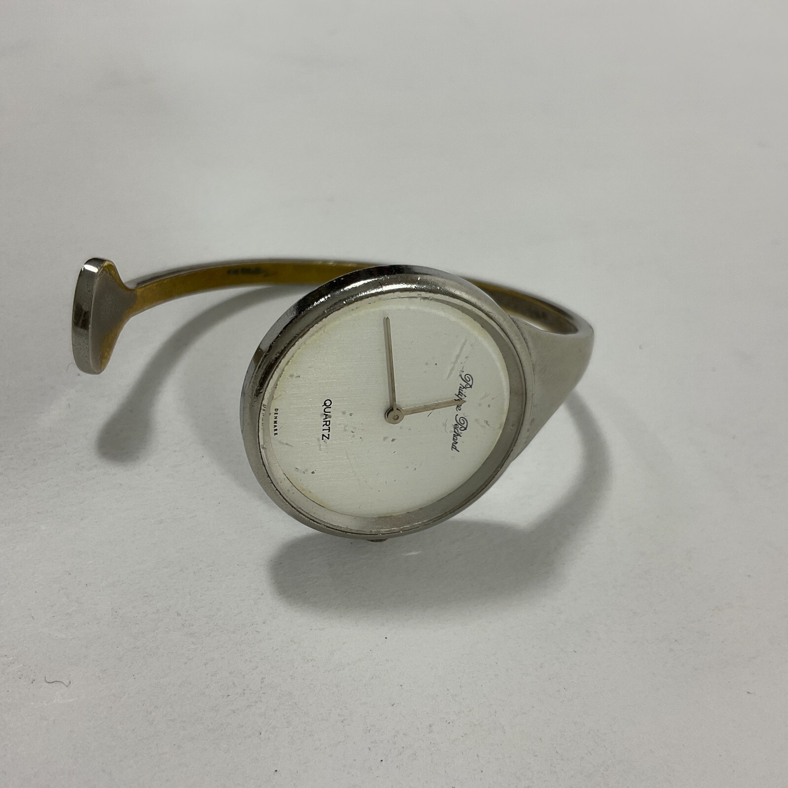 Ladies Philippe Pechard Silver Tone Modern Cuff Bracelet Analog Watch ...